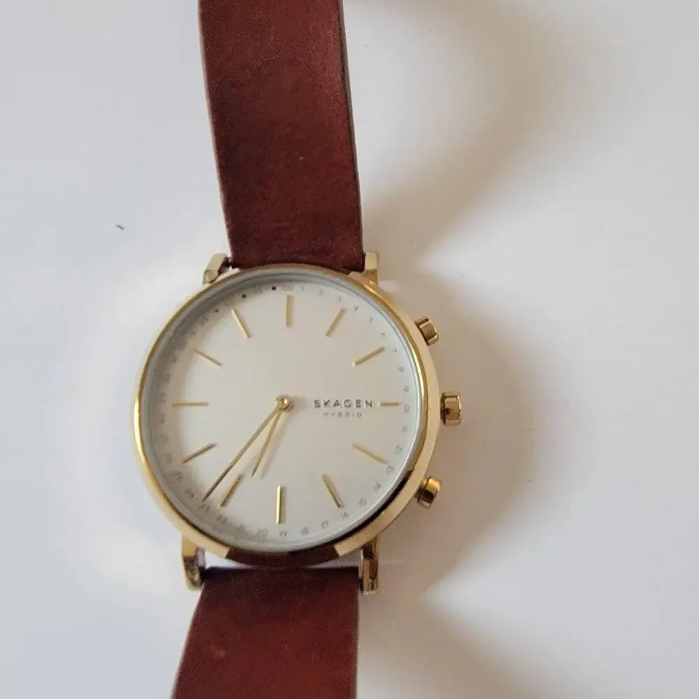 Skagen | Accessories | Skagen Hybrid Watch Mens Brown Leather Strap ...